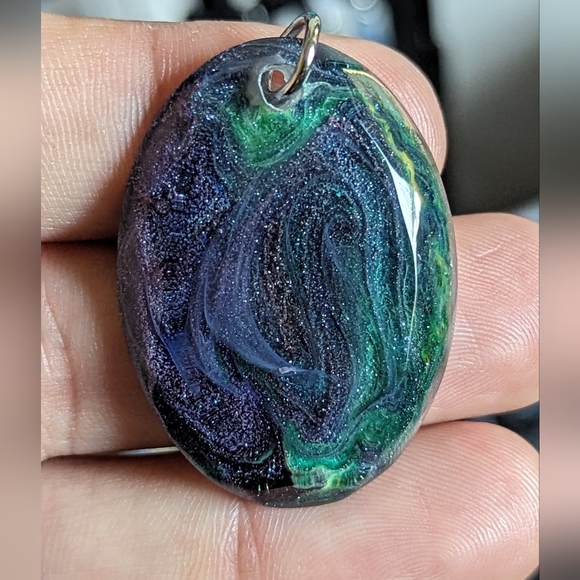 Hand Crafted | Jewelry | Hand Crafted Resin Necklacepurple Blue Green 8 ...